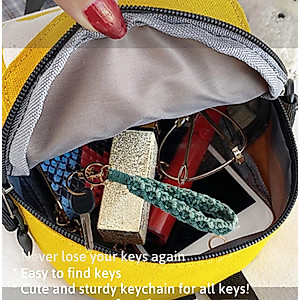 LOLAHA Macrame Keychain Wristlet Key Chain Boho Keychains for Women Cute Keychain Keyring Wrist Lanyard For Keys Car Keys Wrist Keychain Wristlet Strap Teal Keychain Accessories