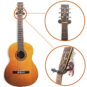 WOTLLA Guitar Wall Mount, Guitar Hanger Alloy Steel Guitar Wall Hangers for Acoustic Electric Guitar Banjo Bass Guitar, Gift for Guitar Players 2 Pcs