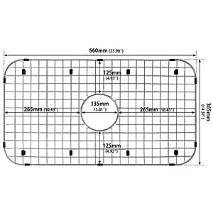 Zeesink Kitchen Sink Grid,Sink Grid andSink Protectors for Kitchen Sink,Size 26" X 14 3/8" Sink Bottom Grid,Sink Grate Center Drain