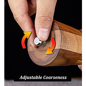 Ousyaah Salt and Pepper Grinder Set (2 Pack), Manual Wooden Salt and Pepper Shakers with Adjustable Ceramic Core and Visible Acrylic Window, Refillable Salt & Pepper Mill Set | Adjustable Coarseness