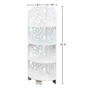 Jerry & Maggie - 4 Tier Storage Closet Organizer 1/4 Cylinder Deluxe Free Stand Shelving Shelves Rack Curve Cabinet - WPC White