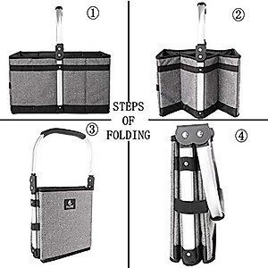ALLCAMP OUTDOOR GEAR Folding Picnic Basket/Grocery Basket/Laundry Basket /28L Extra Large Market Baske Collapsible Portable(Large-Gray)