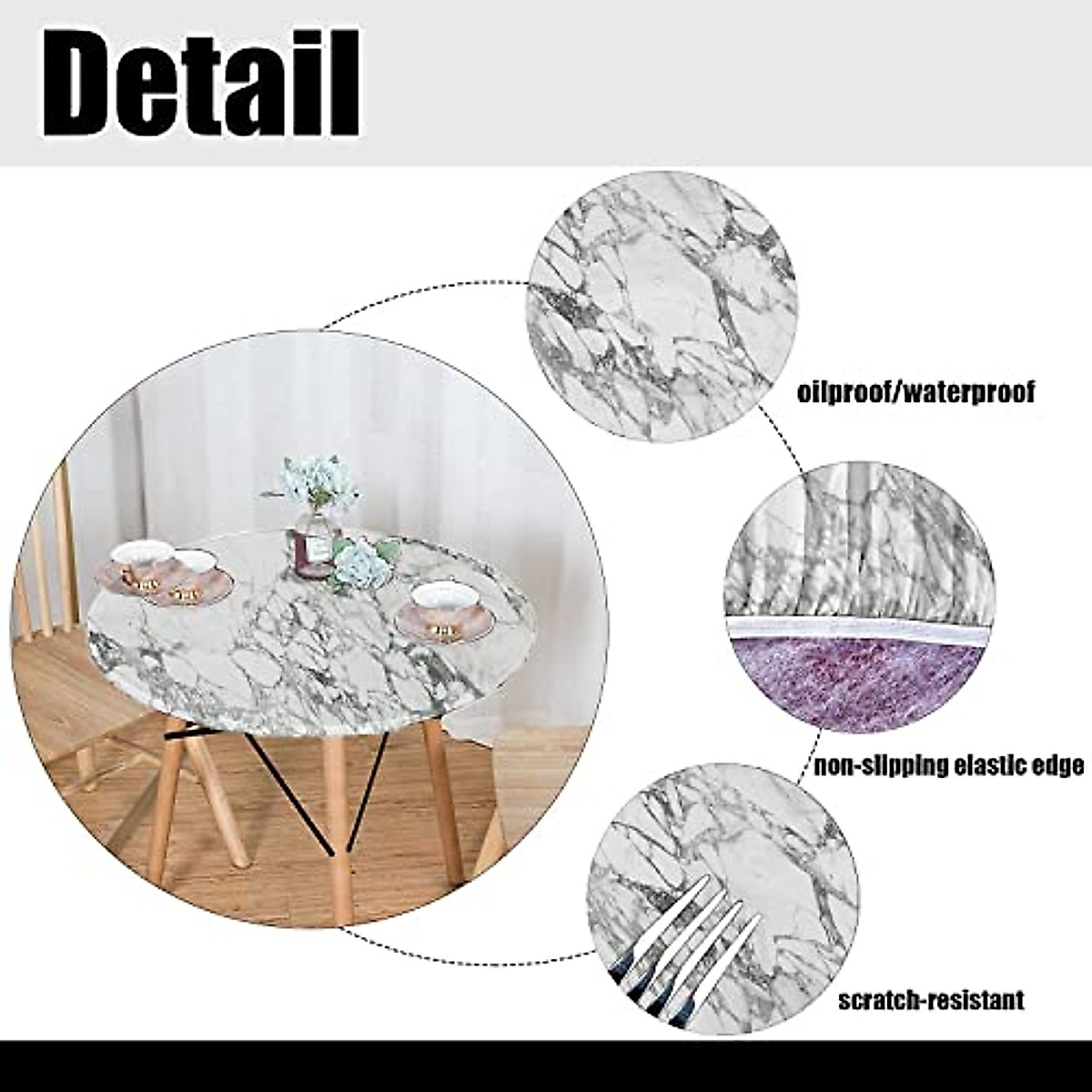 SongYi Oval Fitted Tablecloths ,Oval Elastic Edged Marble Tablecloth Polyester Table Cover Wrinkle Resistant Decor Cloth Indoor Family Banquet and Outdoor Patio Use(68 inch X 48 inch )
