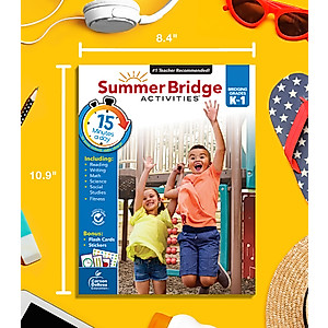 Summer Bridge Activities Kindergarten to 1st Grade Workbooks, Math, Reading Comprehension, Writing, Science, Fitness, Social Studies Summer Learning, 1st Grade Workbooks All Subjects With Flash Cards