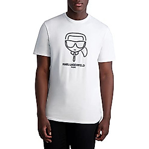 Karl Lagerfeld Paris Men's Soft Cotton Crew Neck T-Shirt, White, Large