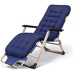 Lightweight Folding Deck Chair Padded Zero Gravity Chairs Adjustable Outdoor Folding Lounge Patio Chairs With Pillow Recliners One Size Sun Lounger Garden Chairs (Color : Navy, Size : One size)