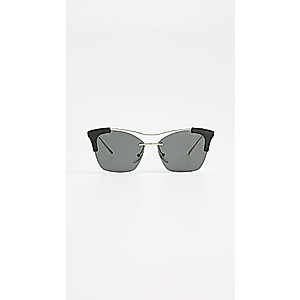 Prada PR 21US KUI5S0 Black/Gold Plastic Cat-Eye Sunglasses Grey Lens