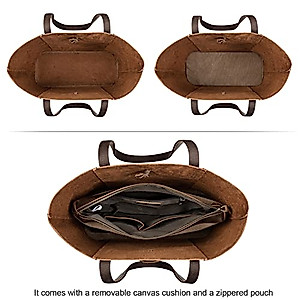 S-ZONE Vintage Genuine Leather Tote Bag for Women Large Shoulder Purse Handbag