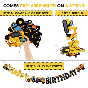 Construction Birthday Party Supplies Banner | Baby Boy Toddler Kids Birthday Truck Decorations - Huge 8-feet Long Under Construction Decor - The Perfect Decoration for your Party