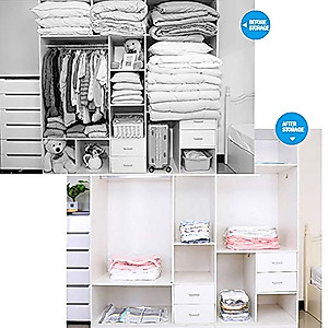 Travel Compression Bags Vacuum Space Saver Bags 6 Pack 27.5 x 18inch Compressed Closet Organizers and Storage Bags No Pumps Needed Plastic Vacuum Bag Clothing Moving Blanket Mattress Bedding Comforters Portable Little Space Waterproof Storage Sealed Ziplo