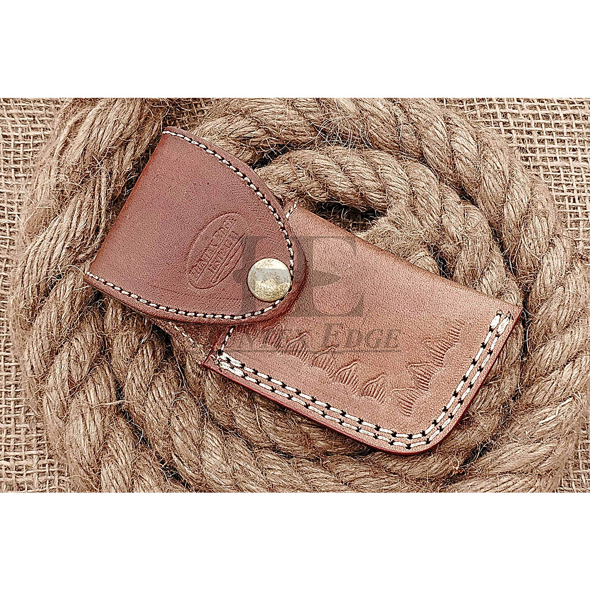 HUNTEX Custom Handmade Hand-Forged Twist Pattern Damascus Steel 4 Inch Long Natural Walnut Wood Handle Razor Sharp Hunting Folding Pocket Spear Knife with Pocket Clip & Genuine Leather Pouch