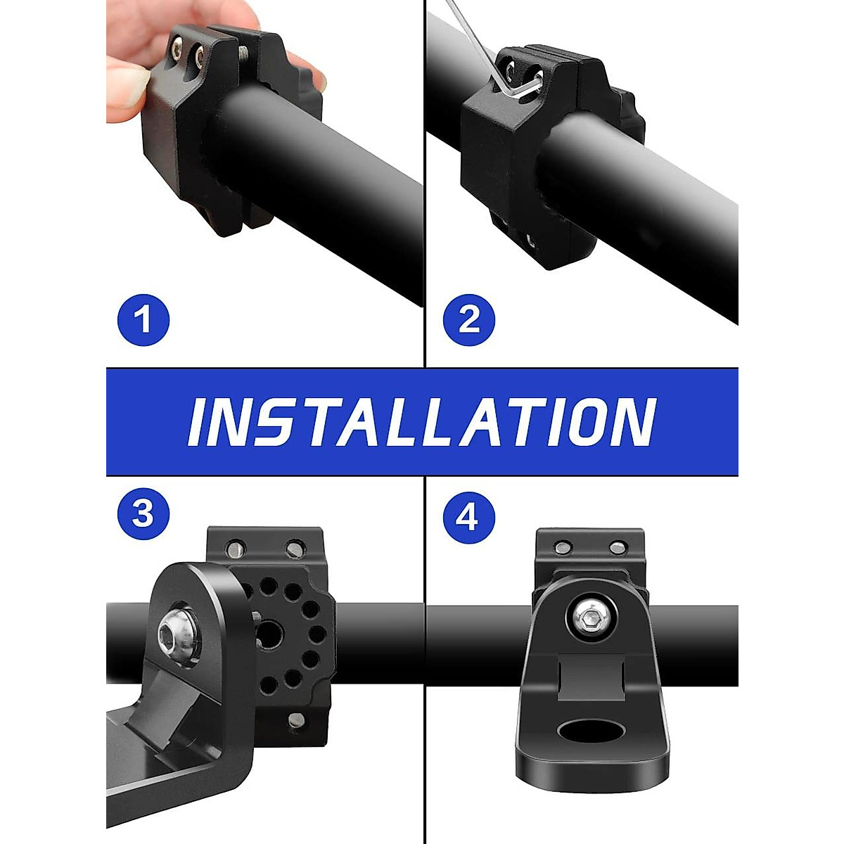 ZIDIYORUO Whip Light Mounts for ATV, Quad ATV Light Mounts Fit 0.875", 1", 1.125" Rack Bars and Bandlebars, Adjustable ATV Mount Made of Alloy Aluminum, Easy Installation (2 pcs Black)