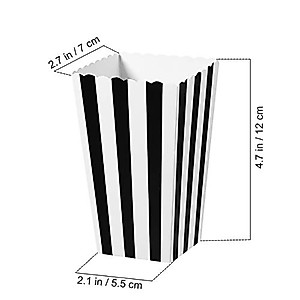 Tomaibaby 24pcs Striped Popcorn Boxes, Black and White Small Paper Popcorn Boxes for Party Supplies