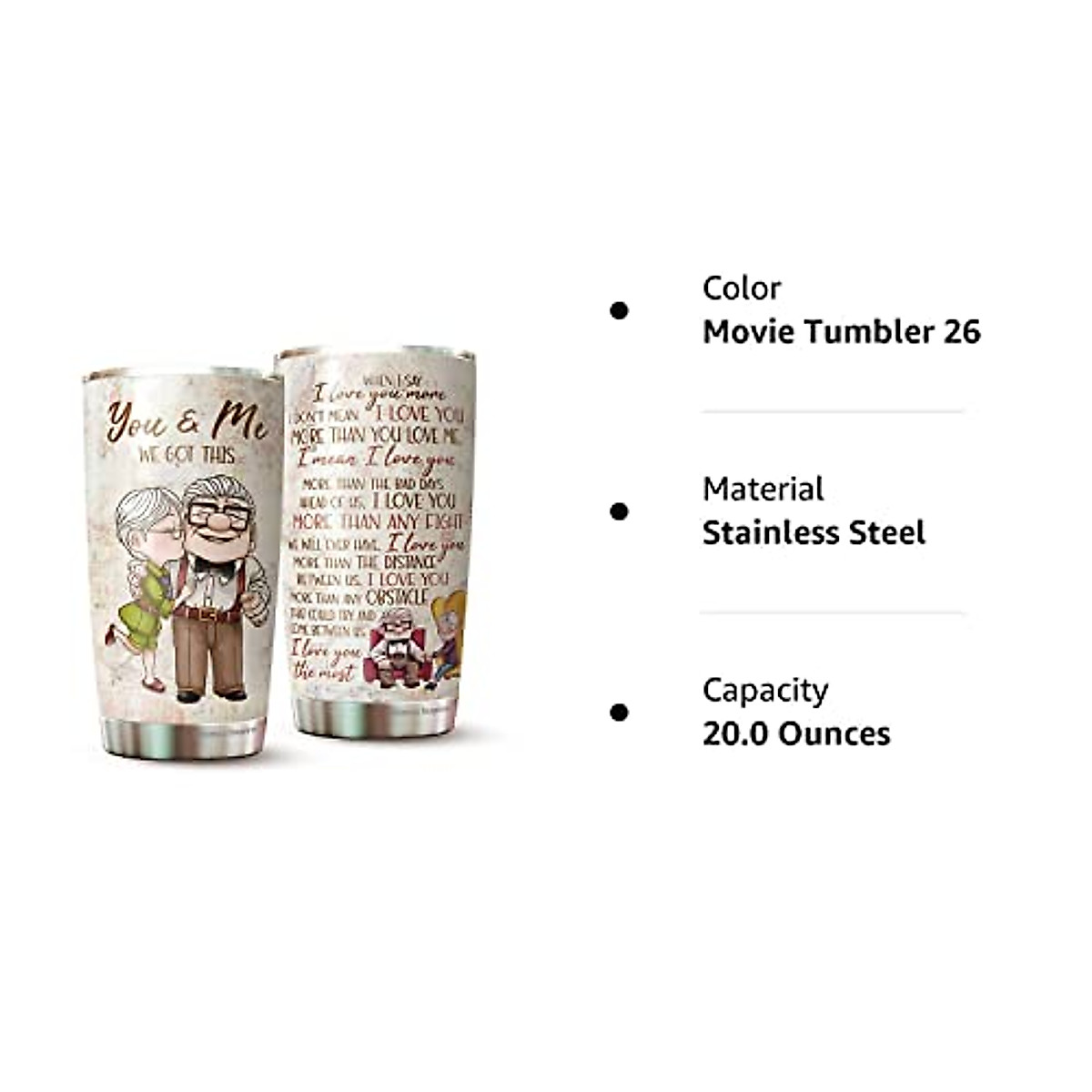 Couple Tumbler - Gift For Wife From Husband - Valentine Tumbler - Couple Gift - Gifts for Anniversary Couple - You and Me We Got This Tumbler - Gifts For Her - Gifts For Wife - Tumbler 20oz