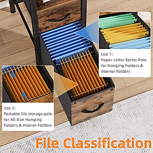 YAOHUOO 47 Inches Computer Desk with 4 Fabric Drawers, Small Office Desk with File Drawers, Writing Desk for Home Office, Work Table for Bedroom, Rustic Brown