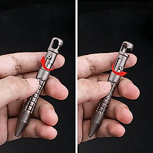 TISUR Titanium Ballpoint Pen, Mini Bolt Action Pen, Small Pocket Size Keychain Pen With Titanium Key Ring, Office gifts for Men & Women (Pen/78mm)