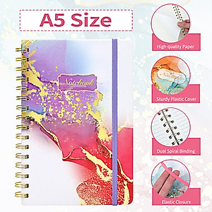 EOOUT Spiral Notebook 3 Pack Journals for Women, 6"x 8.5" Hardcover Spiral Journal, 160 Pages, Marble Design College Ruled Notebook Back Pocket, for Office School Supplies Gifts