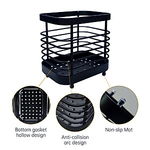 LAIPART Stainless Steel Sink Utensil Holder Countertop,Kitchen Countertop Organizer Rack,Multi-Functional Storage Rack for Kitchen Storage Forks, Knives, Spoons(Black)