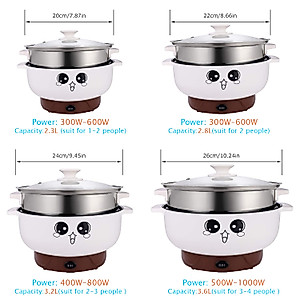 MINGPINHUIUS 4-in-1 Multifunction Electric Cooker Skillet Wok Electric Hot Pot For Cook Rice Fried Noodles Stew Soup Steamed Fish Boiled Egg Small Non-stick with Lid (3.6L, without Steamer)