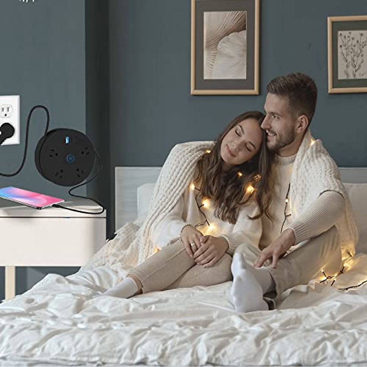 YAWMLYE 2000w Surge Protector Power Strip - 6 Ft Retractable Extension Cord 4 Outlet 2 USB Ports Flat Plug Portable Black Power Strip Cruise Ship Essentials for Travel Office Home Wall Mount