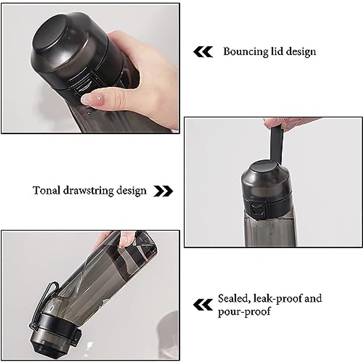 FCLMHD Flavored Pods for Flavored Water Bottle,650ML Fruit Fragrance Water Bottle with RANDOM 2 flavour pods Water Cup,for Gym and Outdoor Gift (black+2Pods)