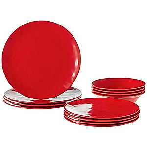 Certified International Melamine 12 pc Dinnerware Set, Service for 4, Red