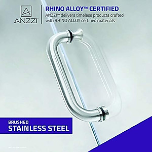 ANZZI 72" x 24" Frameless Shower Door in Brushed Nickel, Fellow Water Repellent Glass Shower Door with Seal Strip Parts and Handle, 3/8 inch Glass Hinged Shower Door with Handle (SD-AZ09-01BN)