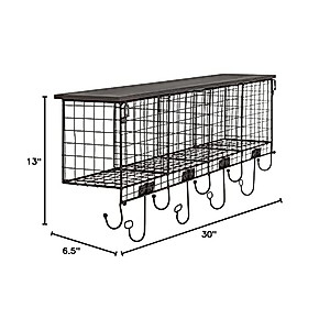 Linon AHWE12381 Lanette 4-Cubby Wall Shelf, 13" x 30" x 6.5", Black