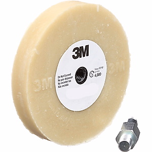 Cubitron 3M Stripe Off Wheel Adhesive Remover Eraser Wheel Removes Decals, Stripes, Vinyl, Tapes and Graphics 4” diameter x 5/8” thick 3/8-16 threaded mandrel 07498 Pack of 1