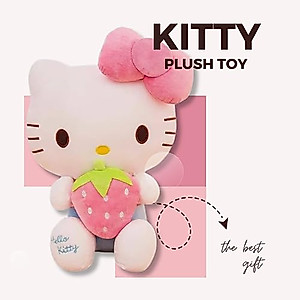AlphaDesignLuxe Kitty Plush Toy Cat Pillow Plush Cute Soft Doll Stuffed Animals Toys Birthday Gift for Girls Kids (Pink) (11.8 inches)