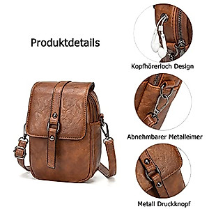 Women Vintage Crossbody Phone Bag, Small Messenger Shoulder Bag Cash Handbag Wallet Purse