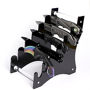 ​Knife Display Stand Knife Stand Display Knife Storage Holder Acrylic Knife Display Stand Organizer Holder Knife Storage 6 Knives(Black)