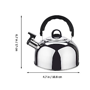 BESTonZON Stainless Steel Tea Kettle Whistling Stovetop Teapot Hot Water Boilers Metal Flat Bottom Kettle Warmer Heating Container for Home Kitchen Stovetops Gas Bbq Party 1.8L