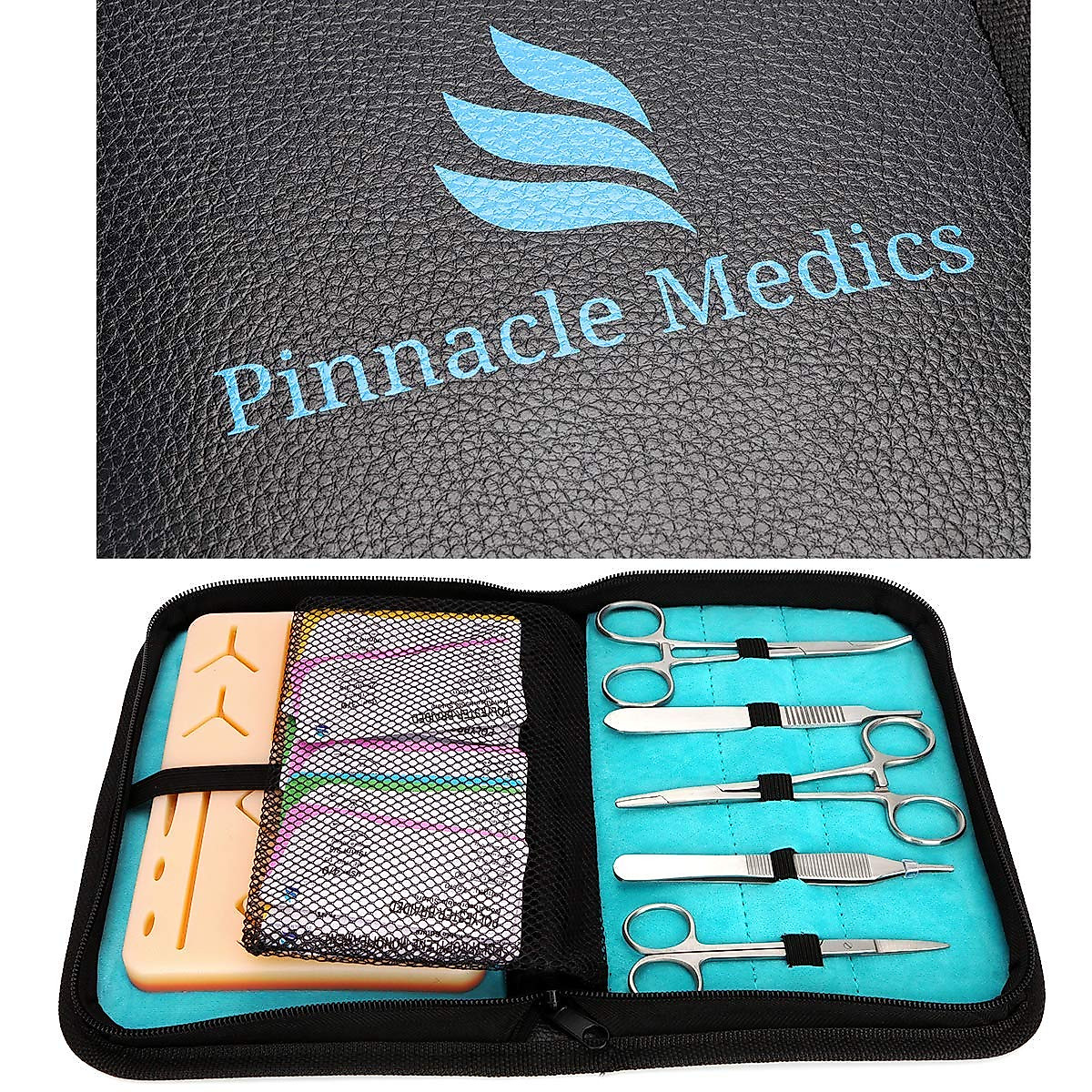 Suture Kit | Suture Practice Kit for Medical Students | Suture Pad and Tool Kit | 24 Mixed Sutures Thread with Needle | Medical, Nursing, and Vet Student Suture Training | Step by Step Video Tutorial