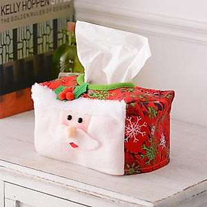 EOQPDECD 2 Pcs Christmas Tissue Box Cover Rectangular Santa Claus Xmas Snowman Tissue Case Tissue Holder Paper Towel Holder Napkin Container Winter Desktop Decoration for Holiday Home Office