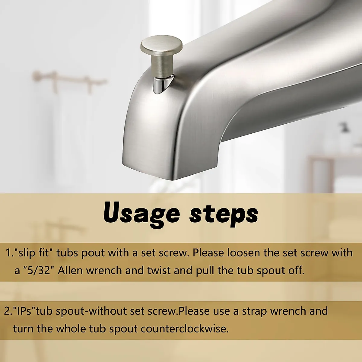 Nkiy Quen Set of 4 Tub Spout Diverter Repair Kit with Wire Drawing Surface-Bathtub Spout with Diverter Repair Kit-Tub Faucet Repair Replacement Parts for Broken or Leaking Repairs