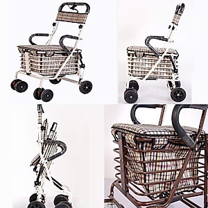 Shopping Trolley on Wheels Portable Folding Elderly s, Foldable Shopping Cart, Large Capacity, in Grey, for Young and Old