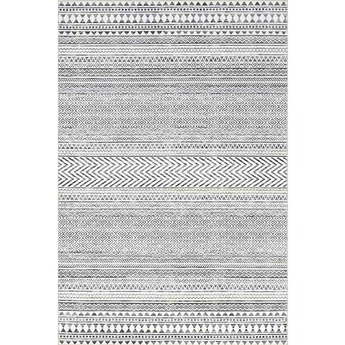 nuLOOM Kira Machine Washable Tribal Geometric Ultra Thin Area Rug, 4x6, Grey