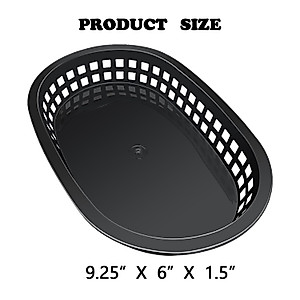 RAOOKIF 15 Pack Fast Food Baskets, Black Plastic Baskets, Great for Fast Food Restaurant Supplies, Plastic Foodservice Bread, Burger & Fries Tray Platter Set For Party (Black)