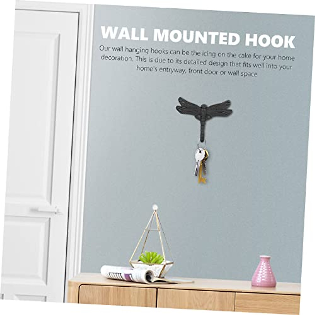 Cabilock 2 Sets Dragonfly Hook Metal Bag Hook Single Coat Hanger Decorative Wall Hangers Robe Towel Hook hat Rack Heavy Duty Clothes Hanger Dragonfly Hanger Wrought Iron Hanger Rack Cartoon