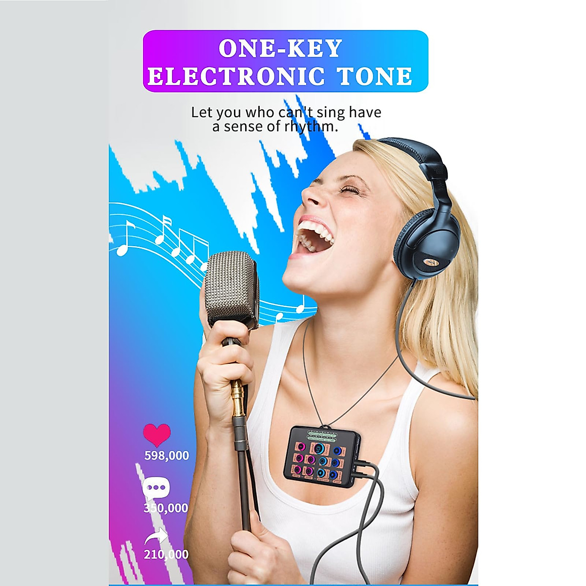 Hosabely Voice Changer, Compact Sound Card for PS4/PC/Xbox/Switch/Phone/Pad,Sound Effects Machine Mixer Board for Skype YouTuber Karaoke Gaming Recording Live Streaming with Microphone/Green LED Light