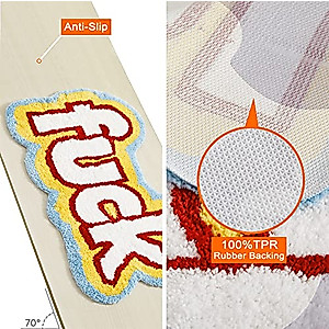 RoomTalks Funny Cute 2x3 Rugs for Bedroom Bathroom Dorm Kitchen Non Slip Rubber Backed Machine Washable, Swear Words Fuck Funky Cool Small Area Rug Colorful Fluffy Shaggy Bedside Accent Rug