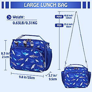 Large Kids Lunch Box, Insulated Lunch Bag for Girls Boys Teens Toddlers Cute School Lunch Tote with Shoulder Strap, VONXURY