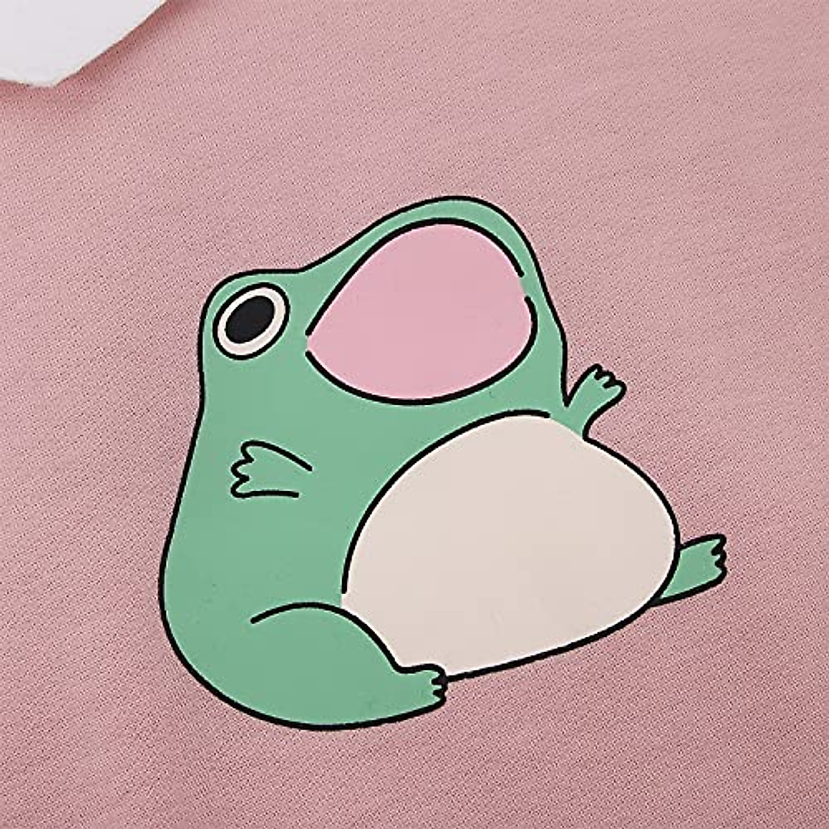 CM C&M WODRO Women Frog Sweatshirt Graphic Aesthetic Oversize Pullover Clothes Long Sleeve T-Shirt with Pocket (Pink, Medium)