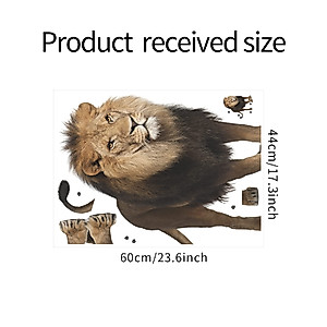 ROFARSO Lifelike Cool Standing Lion Animal Wall Sticker Removable Wall Decal Peel and Stick Wall Art Decoration Home Decor for Nursery Kid Baby Bedroom Living Room Playing Room Mural