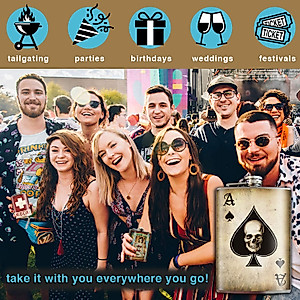 Trixie & Milo Stainless Steel Funny Flasks for Men - Perfect Gifts for Him, Groomsmen Gifts, Bar Accessories and Dad Gifts - Holds 8 oz. of Fluid-Ace of Spades