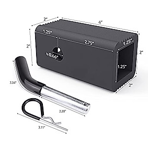 EliteTool 2" Class III/IV to 1-1/4" Class I/II Receiver Hitch Adapter Set with Hitch Pin and Clip - Heavy Duty Aluminium Alloy 2" to 1.25'' Reducer Sleeve Converter