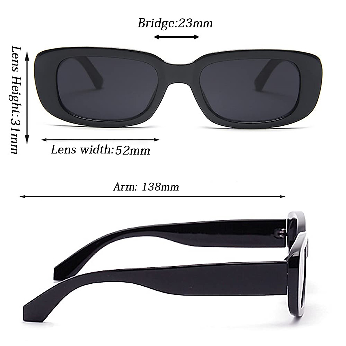 Tskestvy 2 Pack Square Rectangle Sunglasses for Women Men Y2K Retro Trendy Vintage Glasses 90S Cute Aesthetic (Beige and Black)