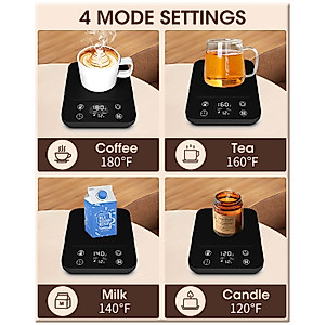 2024 Upgraded Coffee Mug Warmer for Desk, Smart Electric Coffee Warmer, 1H Drink Water Reminder, 4 Mode, 8H Auto Shut Off, 9 Temperature, 12H Timer, Gifts for Women and Men