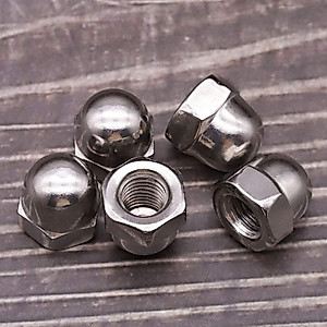 M10-1.5 (20 pcs) Acorn Hex Cap Nuts Metric Dome Head Nuts, 304 Stainless Steel 18-8, Plain Finish, DIN1587